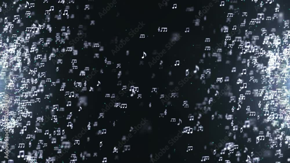 Musical Notes Animation, Rendering, Background, Loop, 4k Stock Video ...