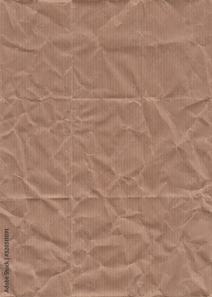 Folded and crumpled kraft paper. Seamless pattern with a texture of ...