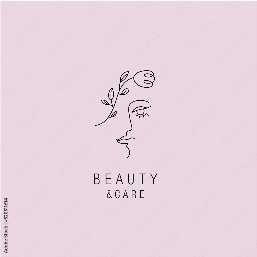 Vector linear beauty, cosmetics logo, design template and minimal ...