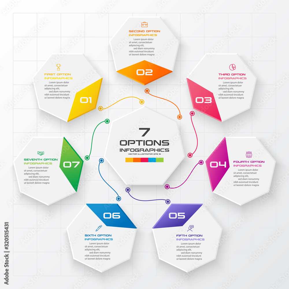 Heptagon infographic,Diagram with 7 options,Vector design element ...