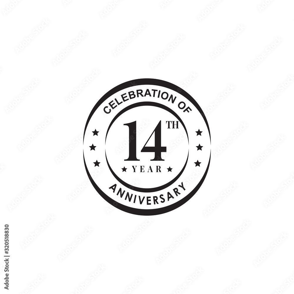 14th year anniversary emblem logo design template Stock Vector | Adobe ...