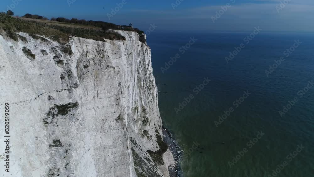 Aerial footage flight past the White Cliffs of Dover part of the North ...