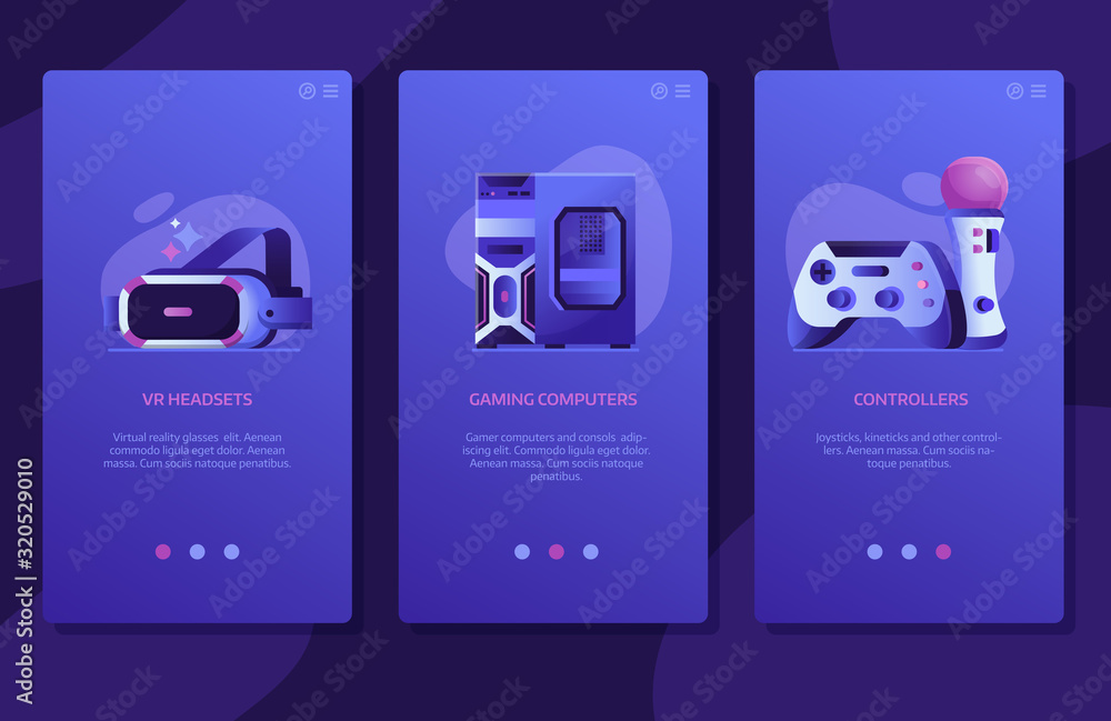 Online VR Gaming UI Screens Templates Design Stock Vector | Adobe Stock
