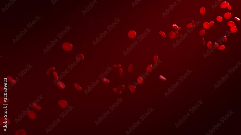 3D Rendered blood cells or erythrocytes in dynamic motion. Red blood ...