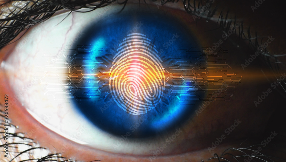 fingerprint in the eye scanning technology. fingerprint to identify ...