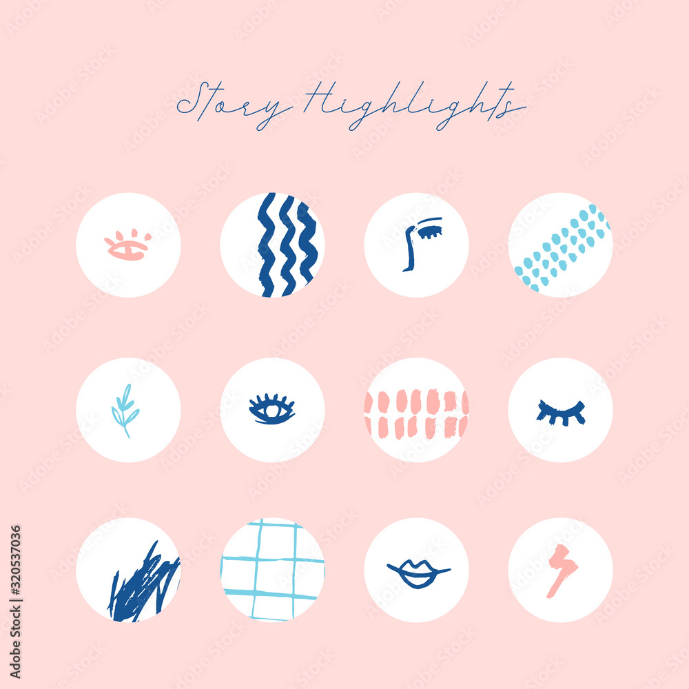 Modern grunge highlight icon set, fashion logo concept, cute frame with ...