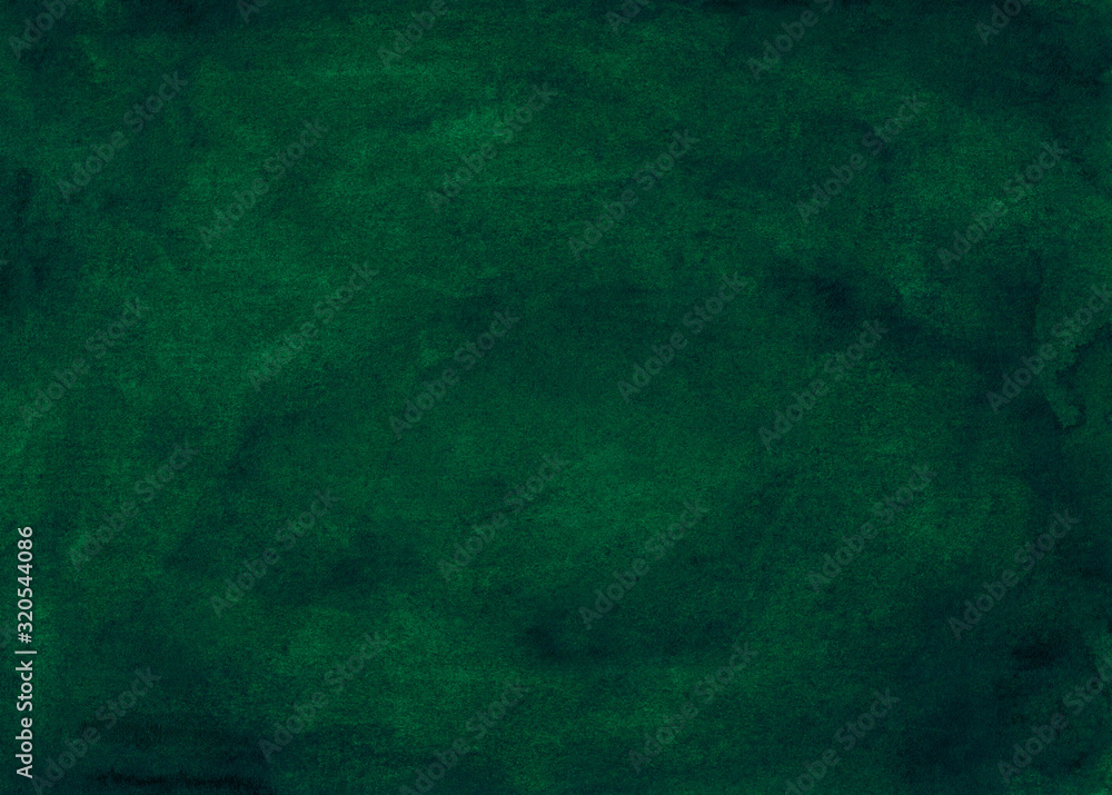 Watercolor deep green background painting. Watercolour abstract dark ...