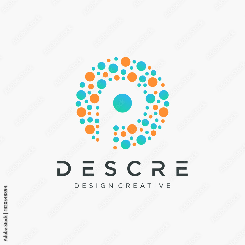 Abstract letter P logo with dot concept. Universal colorful ...