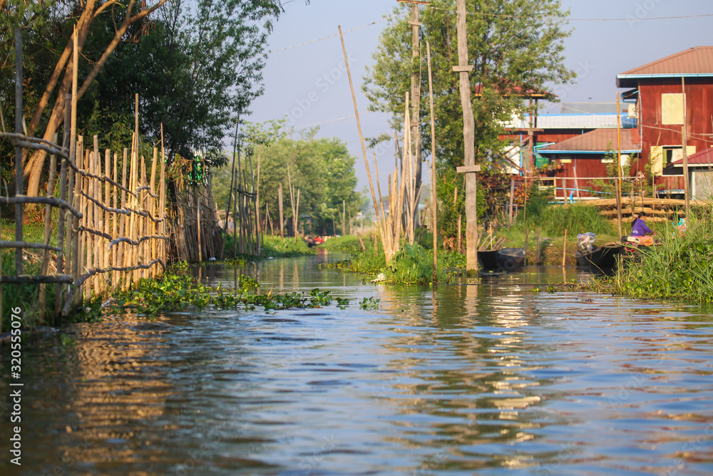 Houses on the piles of the floating village of Lake Inle Stock Photo ...