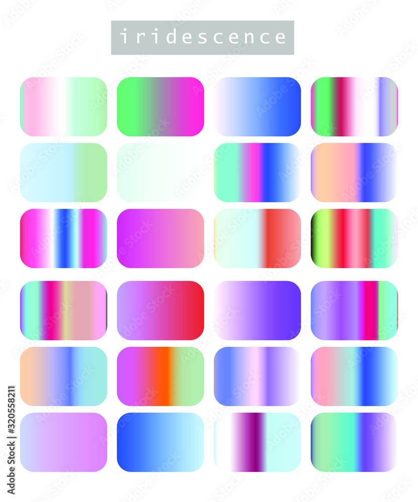 Set of iridescent gradient swatches for design. Mix of trend colors for ...