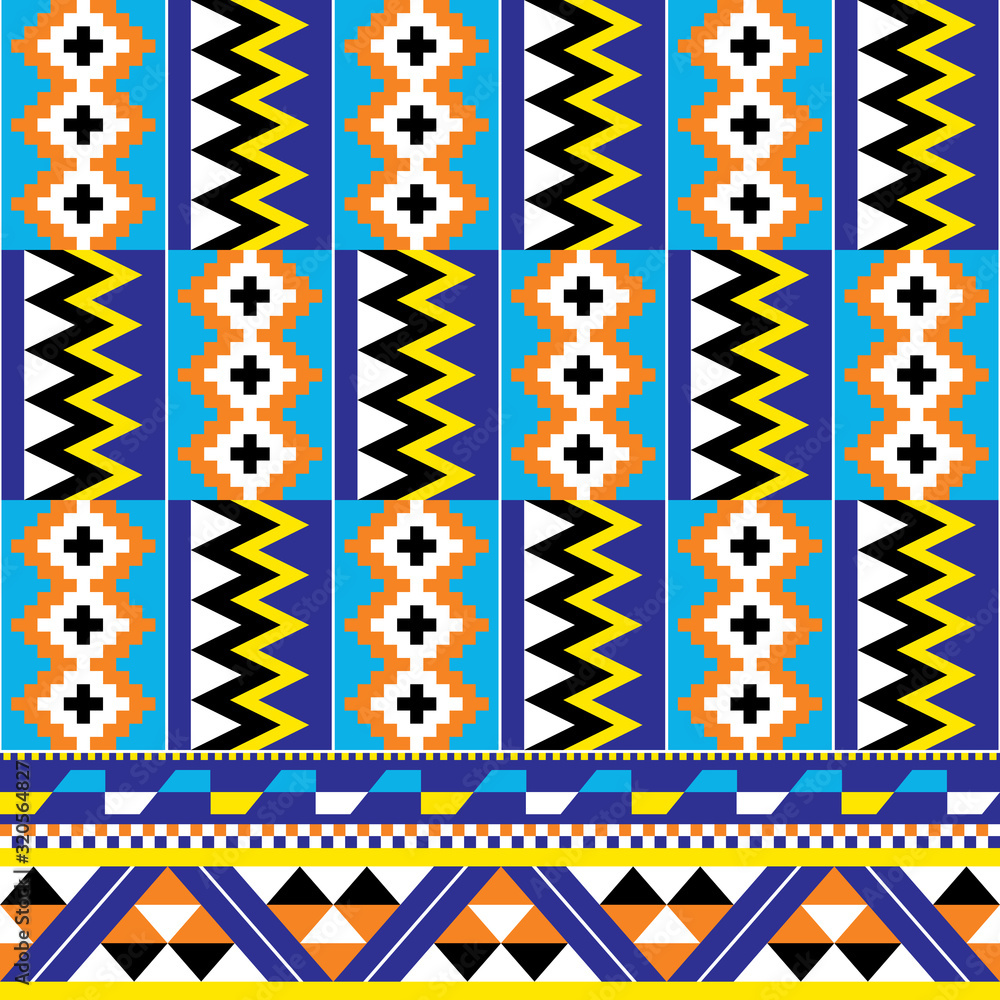 African tribal design Kente nwentoma textiles style vector seamless ...
