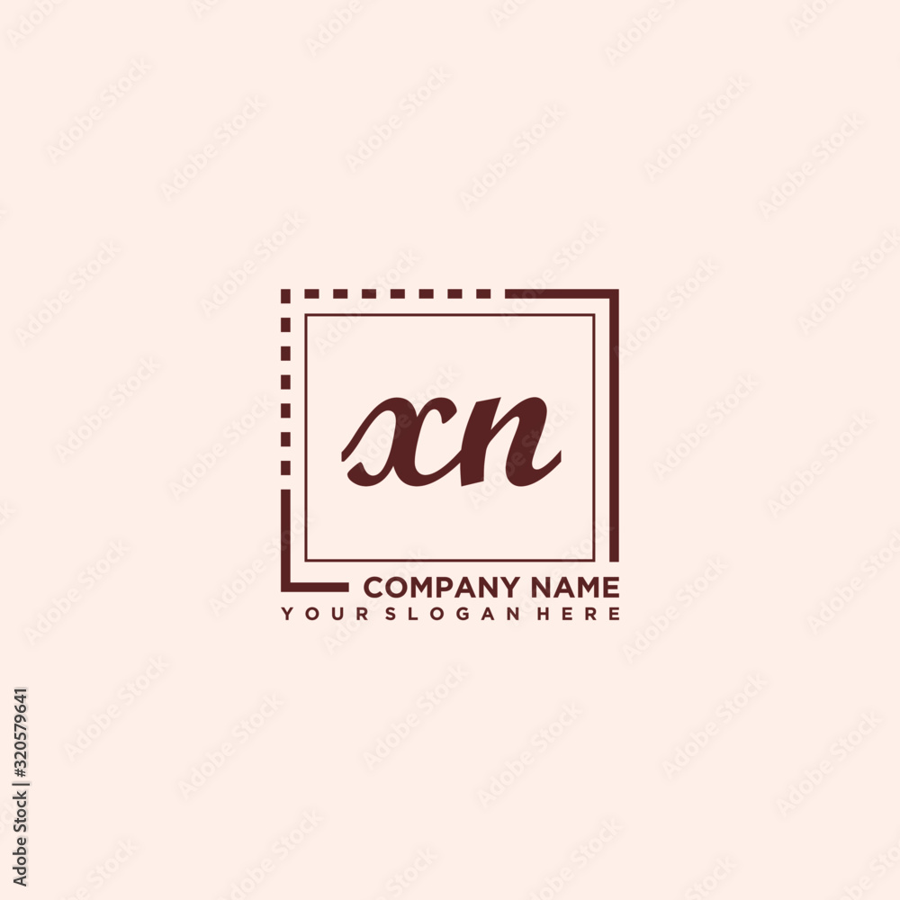 XN Initial handwriting logo concept, with line box template vector ...