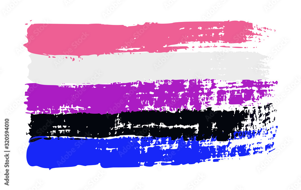 Grunge Genderfluid pride flag. Vector illustration Symbol of Non-binary ...