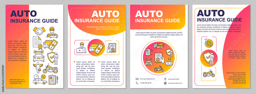 Auto insurance guide brochure template. Expense from collision. Flyer ...