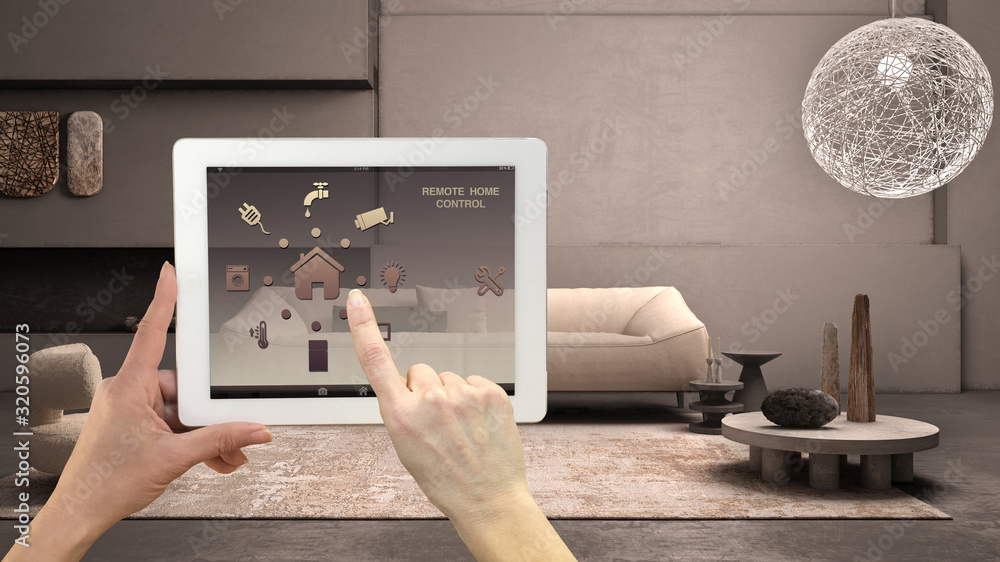 Smart remote home control system on a digital tablet. Device with app ...