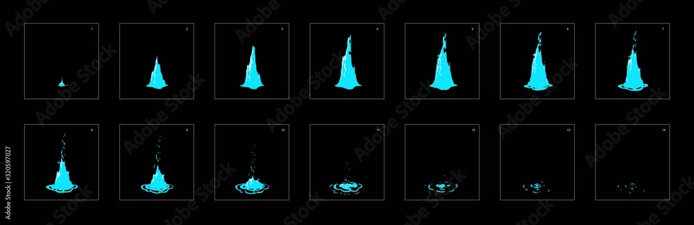 Water drop splash effect animation. water drop splash drop frames ...