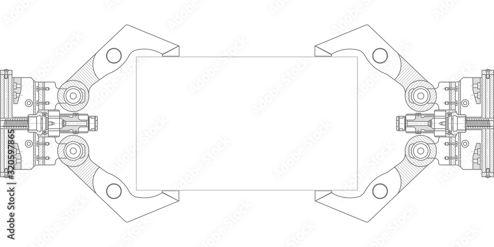 Industrial robot manipulator.Mechanical Engineering drawing .Robotic ...