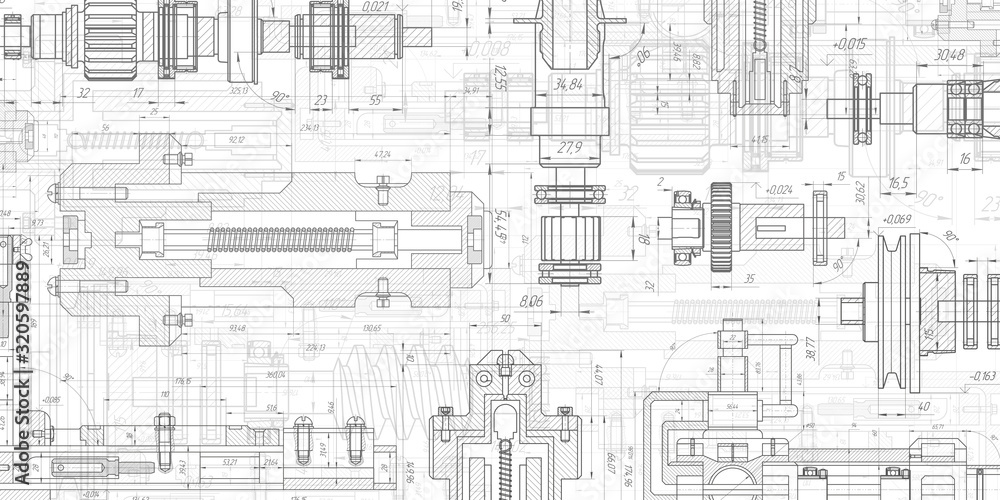 Technical drawing background .Mechanical Engineering drawing ...