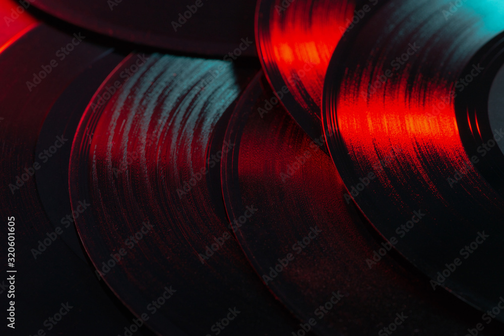 Vinyl records music background, texture, 80's, vintage, retro, acoustic ...