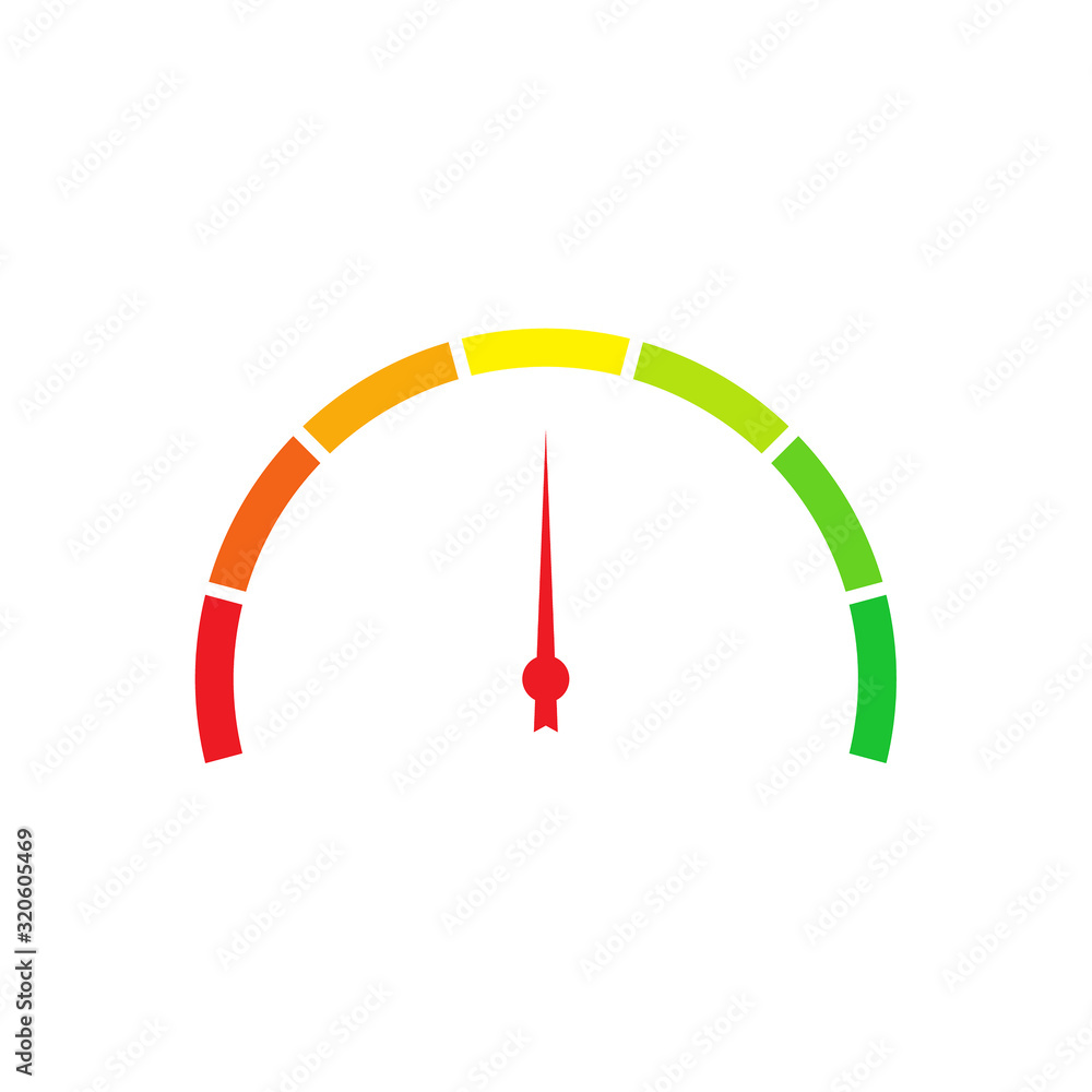 Rating customer satisfaction meter isolated on white background. Color ...