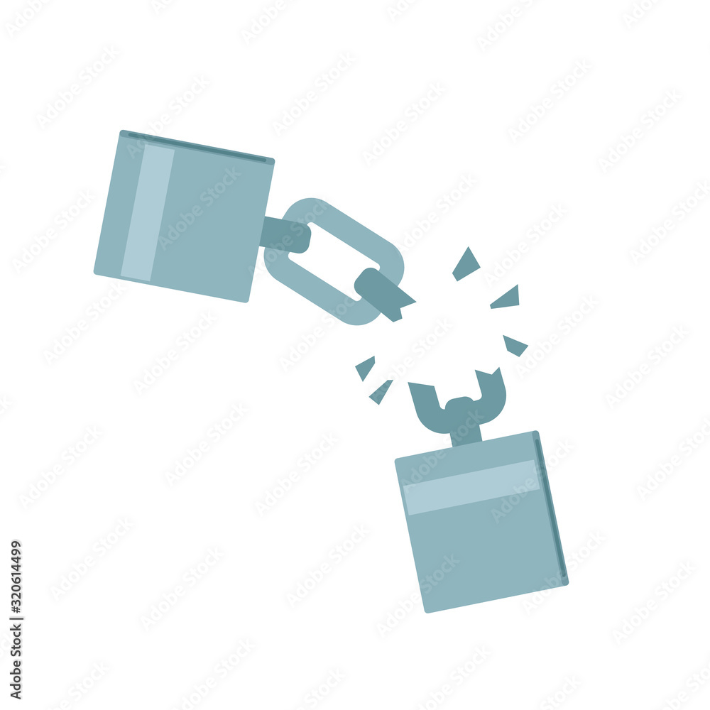 Broken shackles icon. Clipart image isolated on white background Stock ...