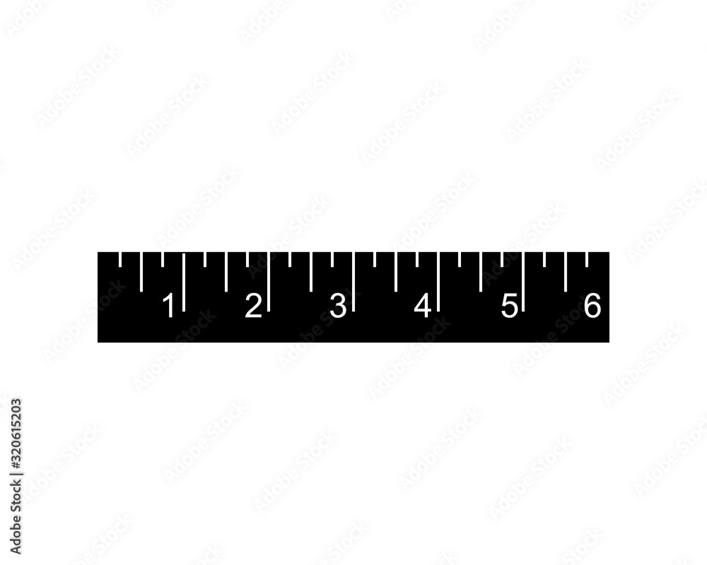 School 6 inch ruler silhouette icon. Clipart image isolated on white ...