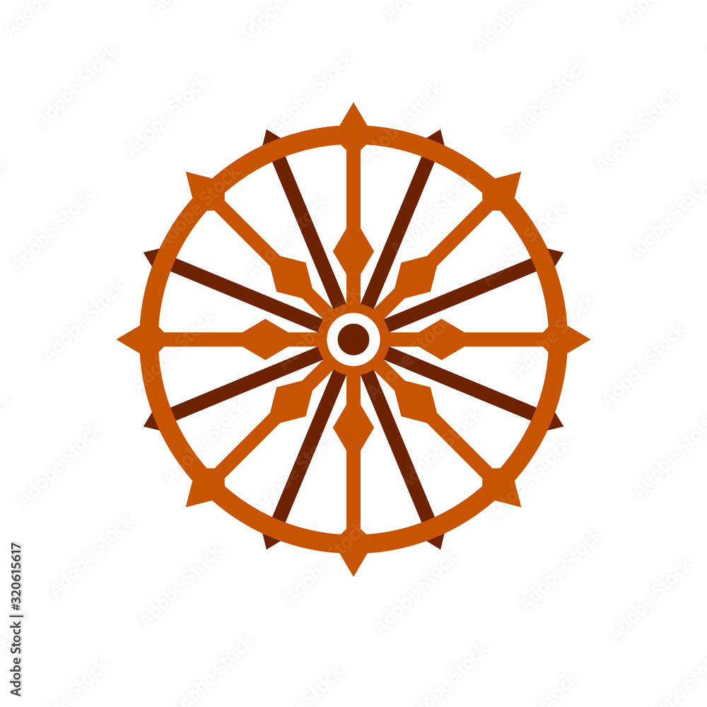 Konark wheel simple icon. Clipart image isolated on white background ...