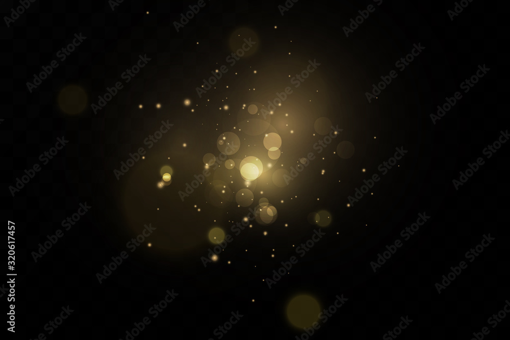 Banner with yellow dust. Light effect on beautiful banners. Dust effect ...