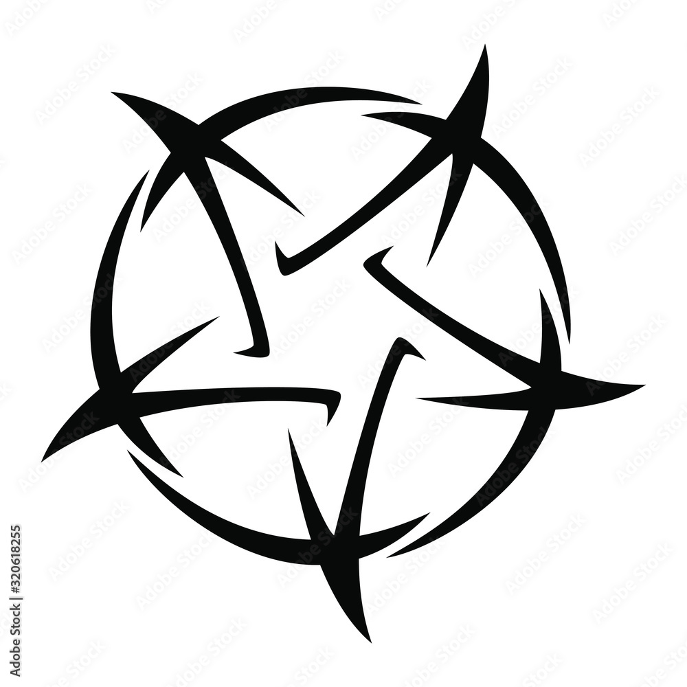 Pentagram - vector illustration of tattoo five-pointed star, isolated ...