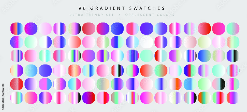 Set of iridescent gradient swatches for design. Mix of trend colors for ...