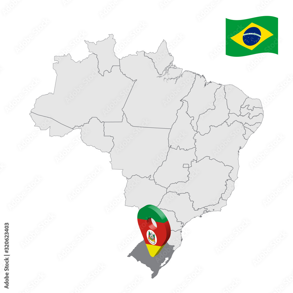 Location of Rio Grande do Sul on map Brazil. 3d Rio Grande do Sul ...