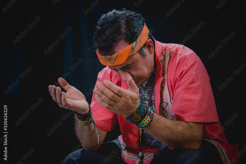 Prehispanic Mexican healer called "Curandero" Ritual healer calling for ...