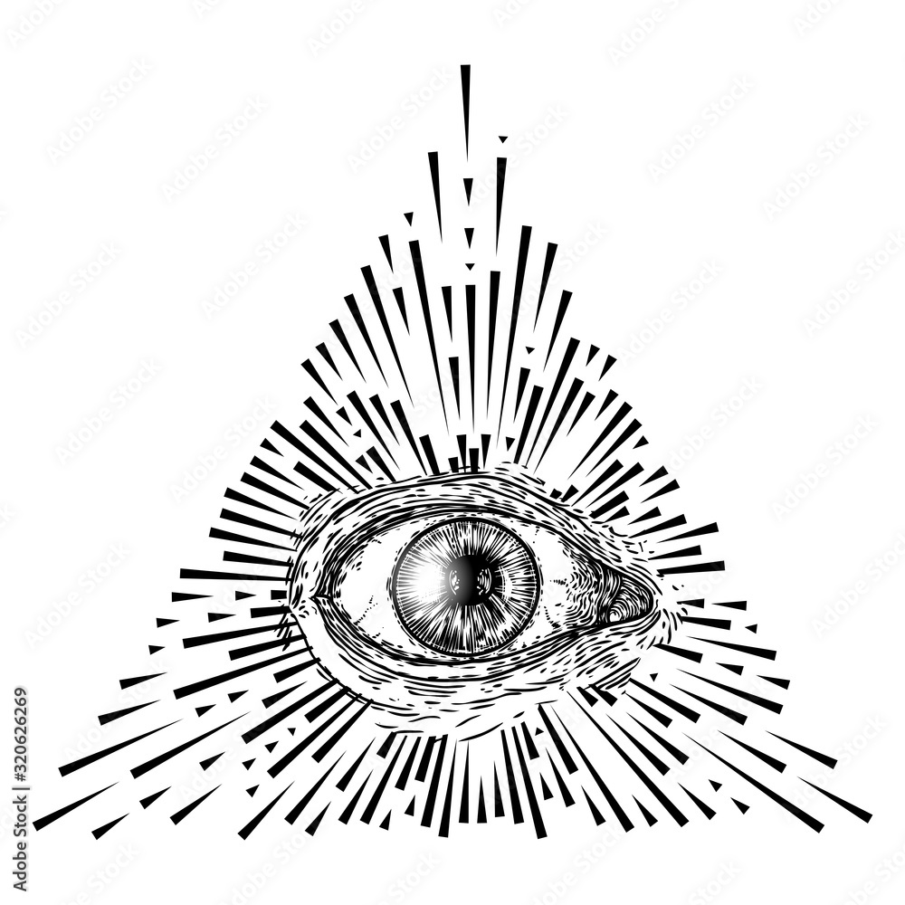 All seeing eye or Eye of Providence on decorative background sacred ...