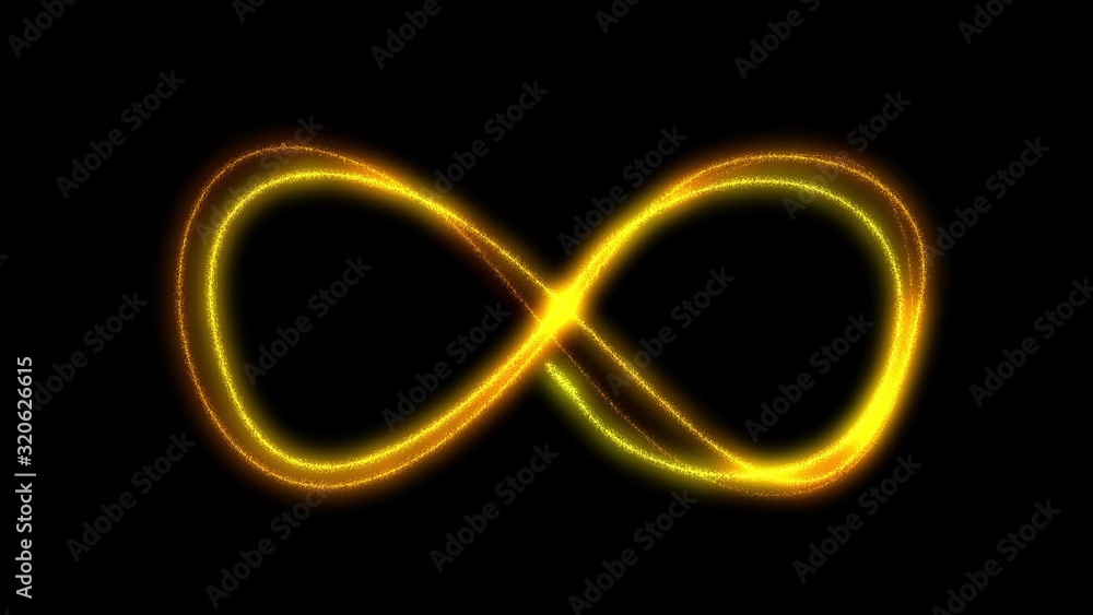 Infinity symbol background. Light yellow gold neon infinite, eternity ...
