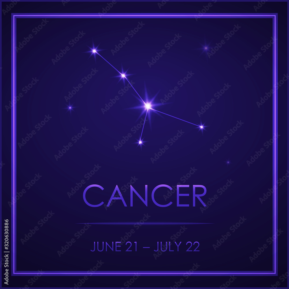 Sign of the zodiac with a signature. Cancer star. Template for flyers ...