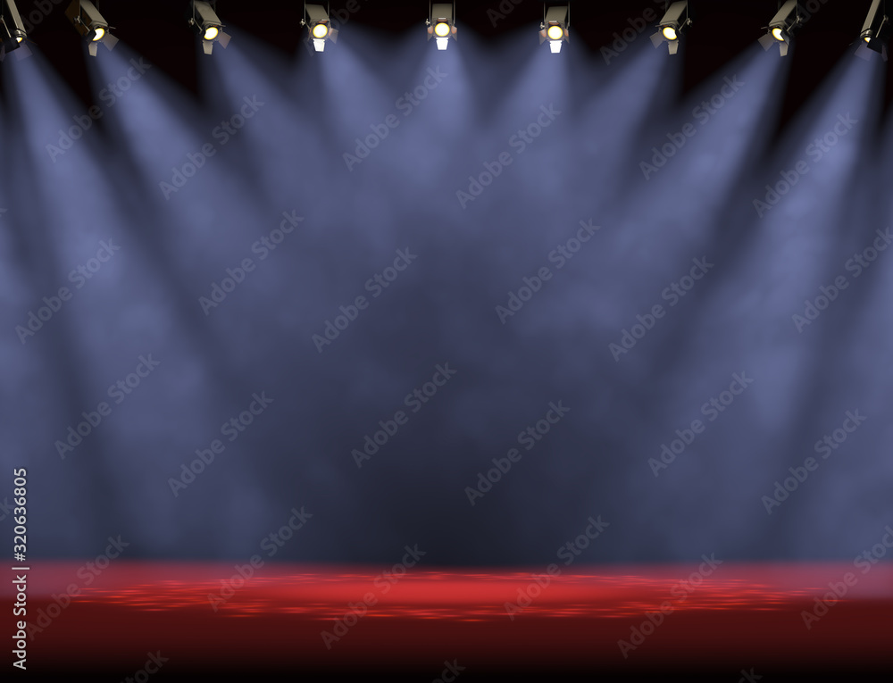 Empty scene with spotlights and smoke. 3d illustration Stock ...