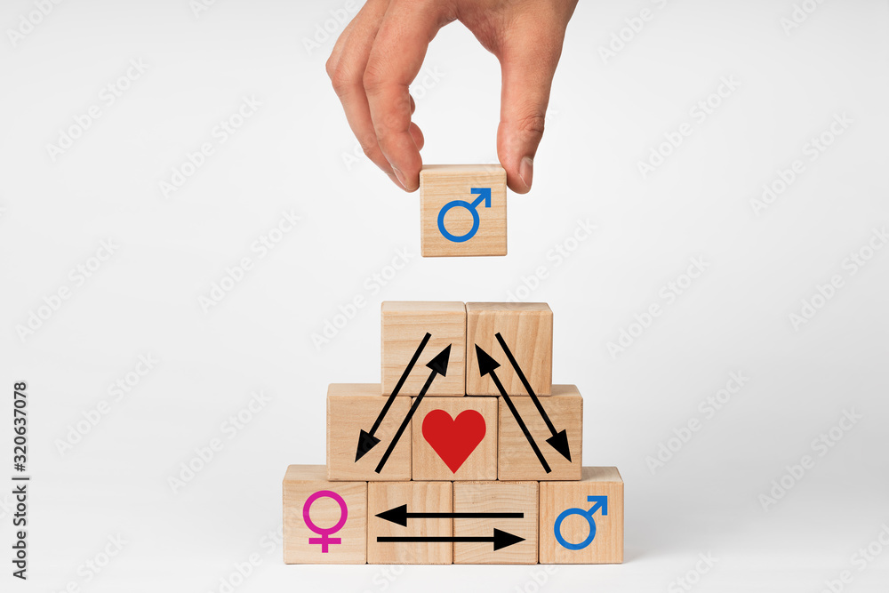 Foto de Concept Love triangle with a picture of a male and female ...