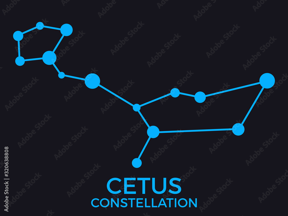 Vecteur Stock Cetus constellation. Stars in the night sky. Cluster of ...