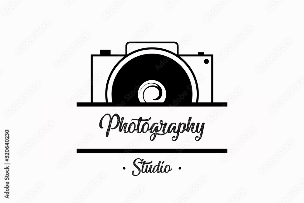 Illustration of photo camera in black color, on white background, with ...