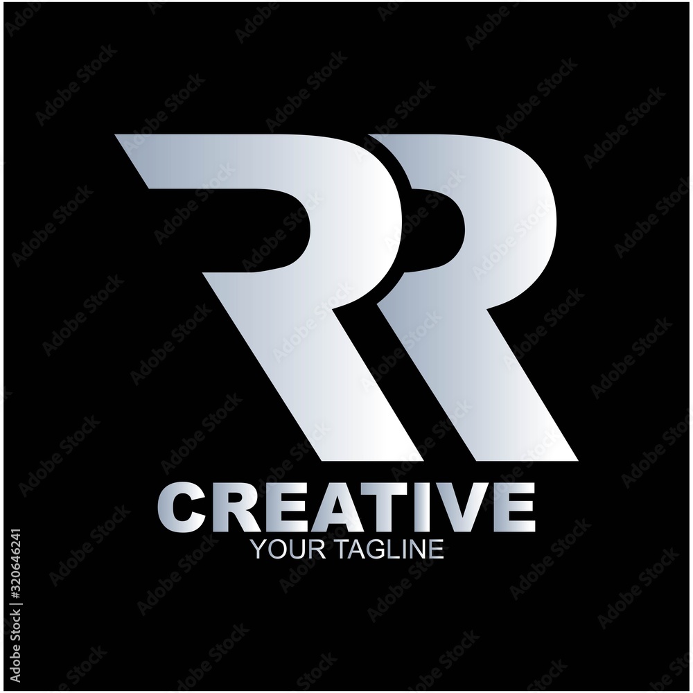 Initial letter RR vector logo design, isolated on black background ...