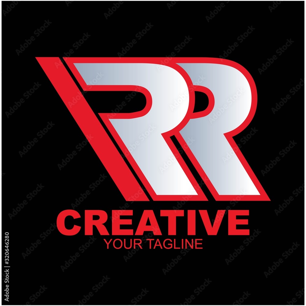 Initial letter RR vector logo design, isolated on black background ...