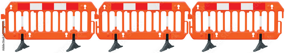 Obstacle detour barrier fence roadworks barricade panorama orange red ...