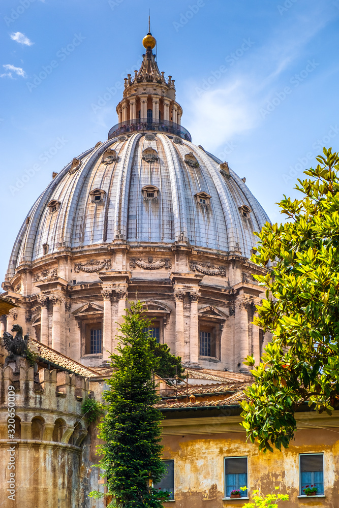 Rome, Vatican City, Italy - Panoramic view of St. Peter’s Basilica ...