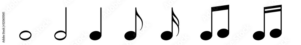 Music Notes Icon Black | Note Illustration | Tone Symbol | Sound Logo ...
