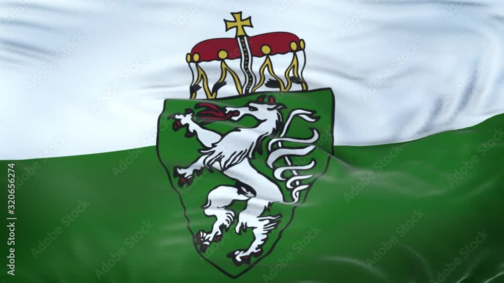 Styria (state of Austria) flag waving in the wind with highly detailed ...