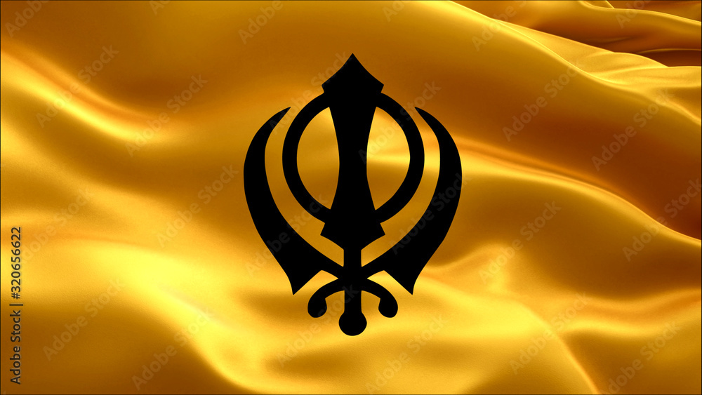 The main symbol of Sikhism is The Khanda sign on the background of an ...