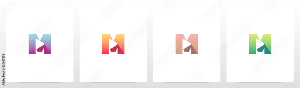 Play Button On Letter Logo Design M Stock Vector | Adobe Stock