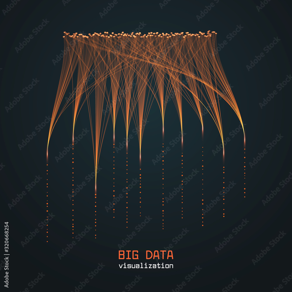 Big data abstract conceptual background. Data visualisation with dots and lines. Machine ...