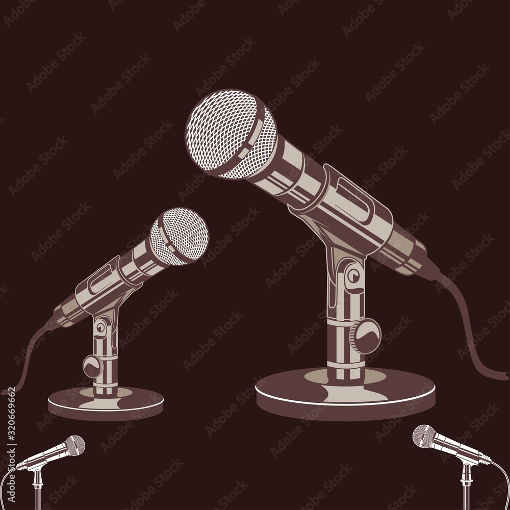 vector illustration of microphone with vintage and retro style Stock ...