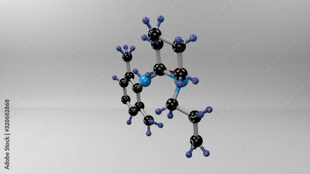 Ropivacaine molecule. Molecular structure of local anesthetic naropin ...